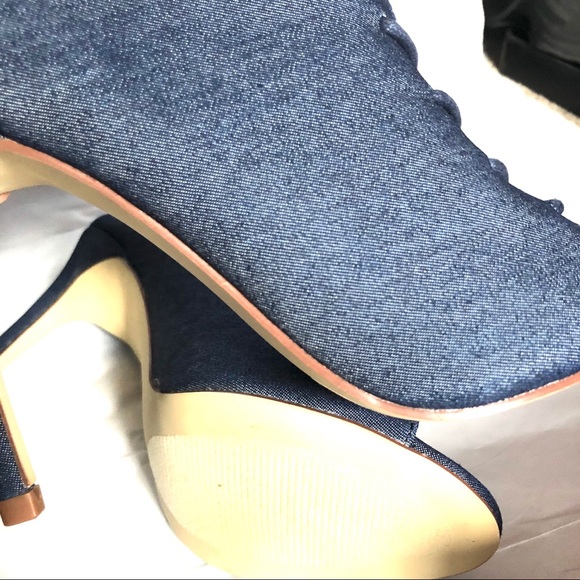 JustFab | Shoes | Nwot Blue Denim Laceup Peeptoe Ankle Boots | Poshmark